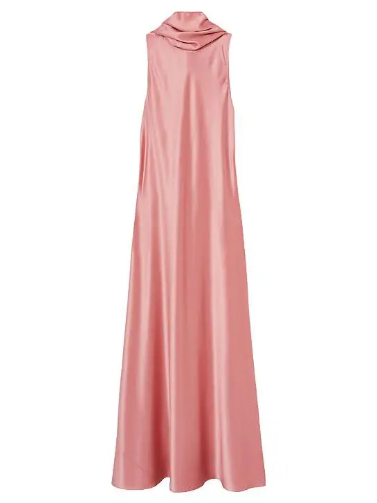 REISS Cape-back Cowl-neck Satin Maxi Dress - Pink