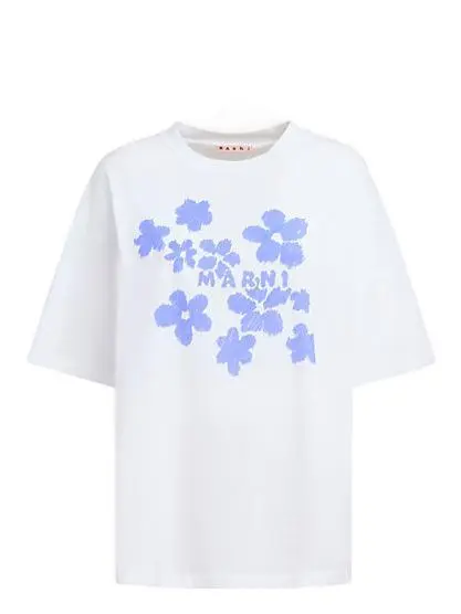 Marni Daisy-print Relaxed-fit Cotton T-shirt - D2w01