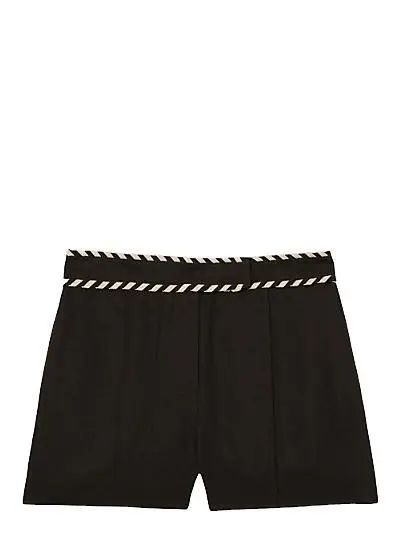 REISS Mid-rise Linen Shorts - Black