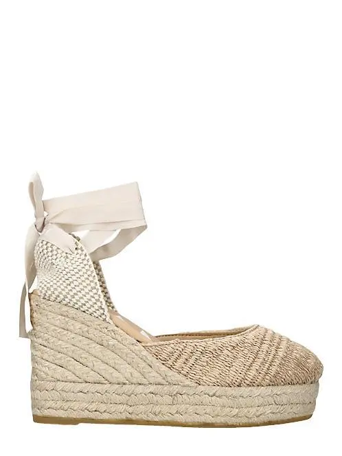 Manebí La Havana Raffia & Jute Espadrille Wedges - Beige