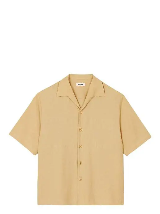 Sandro Short-sleeved Cotton And Linen Shirt - Naturels