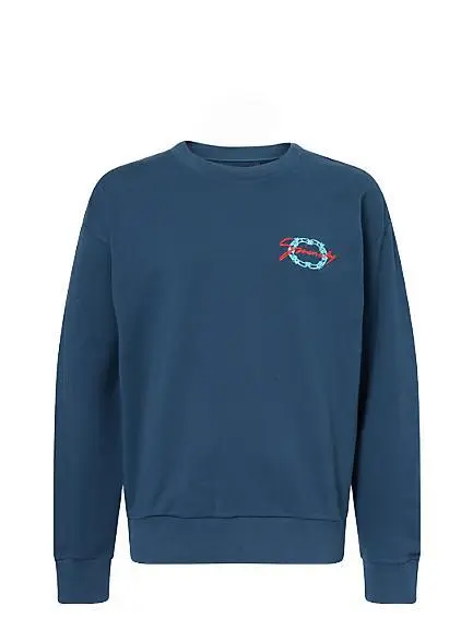Givenchy Cotton-jersey Sweatshirt With Script Embroidery - Petrol Blue