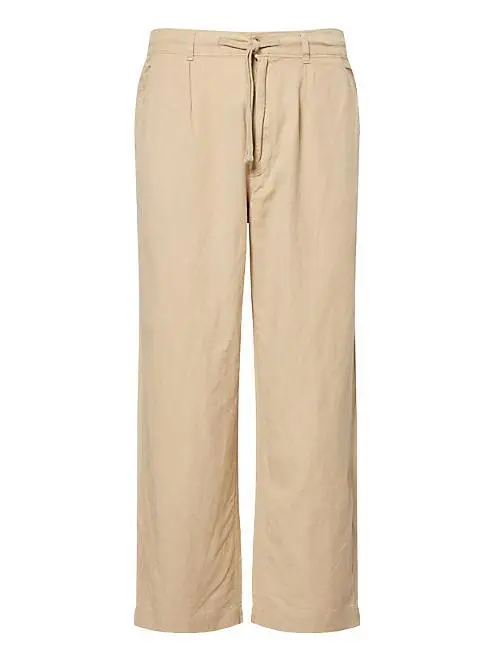 Ralph Lauren Drawstring Wide-leg Linen And Cotton Trousers - Coastal Beige
