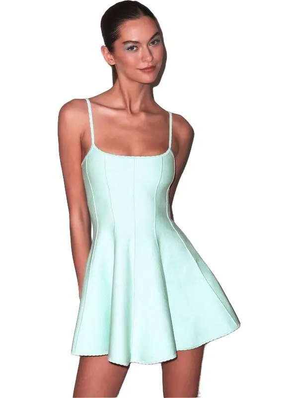 FLEUR DU MAL Flared Corset Mini Dress - Green