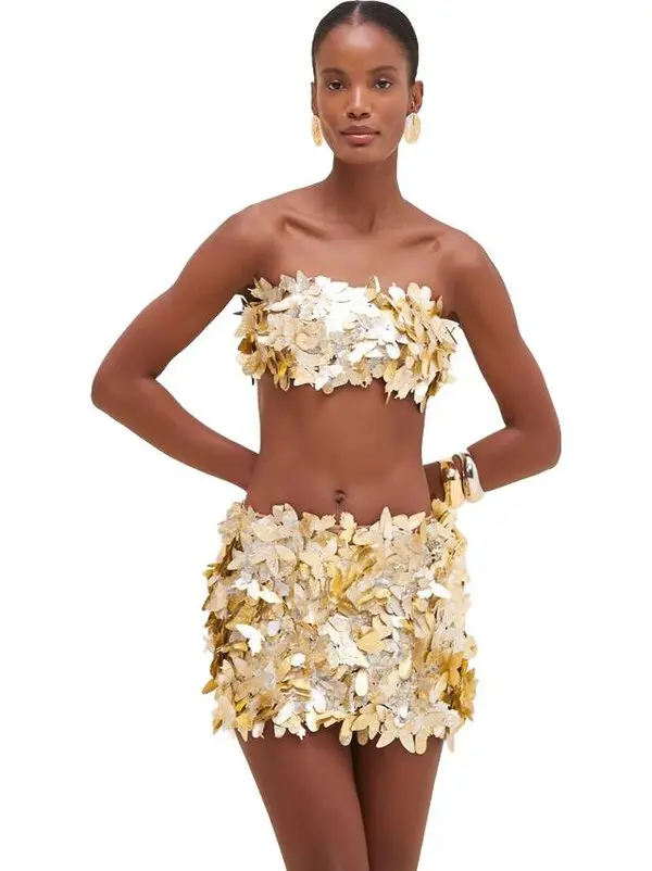 PatBO Runway Sequin Mini Skirt - Gold