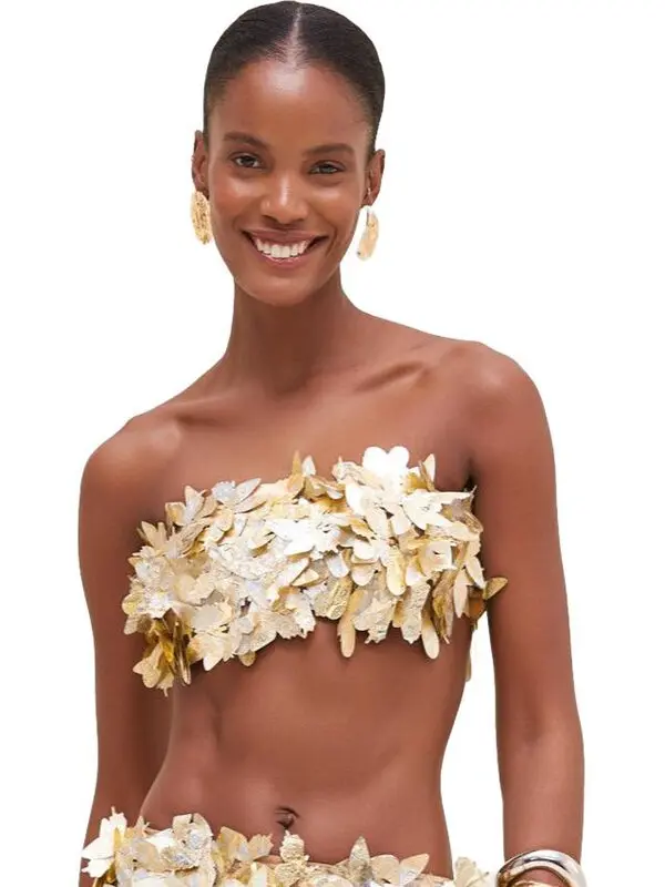 PatBO Sequin Bralette Top - Gold
