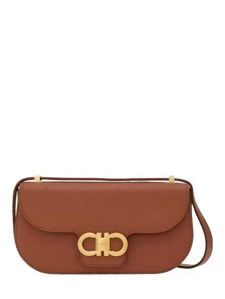 FERRAGAMO Double Gancini East-west Crossbody Bag - Gold