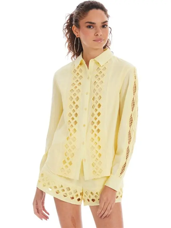 Allison Nina Eyelet Shirt - Yellow