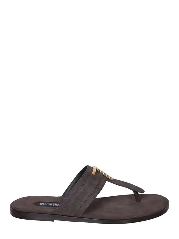 TOM FORD Leather Thong Sandals - Brown