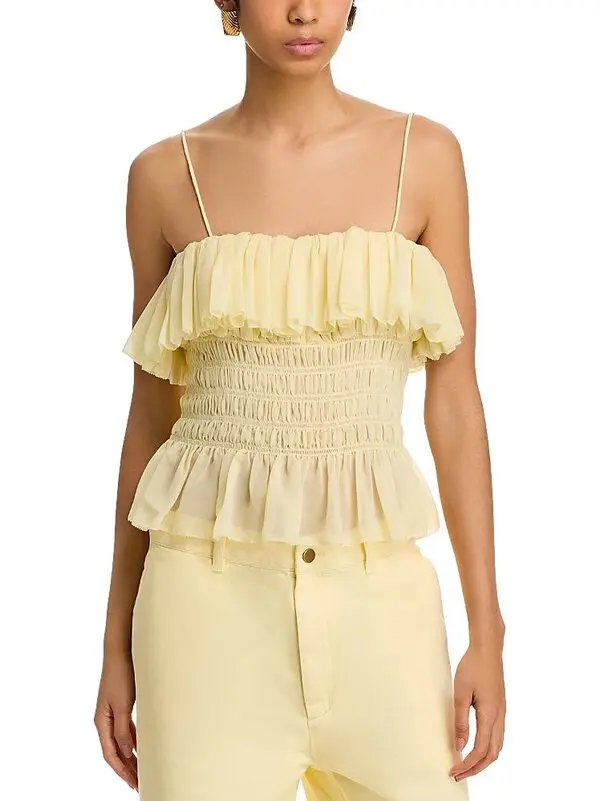 Ronny Kobo Anita Ruffled Top - Pastel Yellow