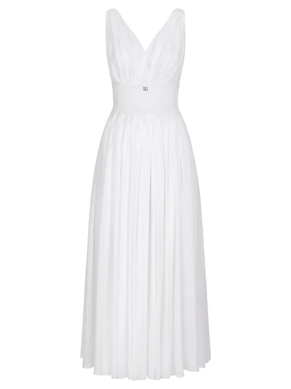 Dolce & Gabbana V-neck Midi Dress - White