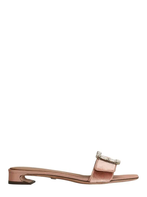 Dolce & Gabbana Velvet Mules With Bejeweled Buckle - Pink