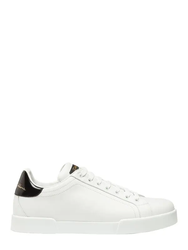 Dolce & Gabbana Portofino Leather Sneakers - White