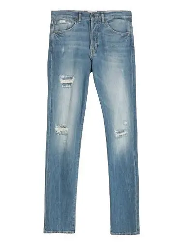 Guess Jeans In Cotton And Elastane With Leather Trims - Blue