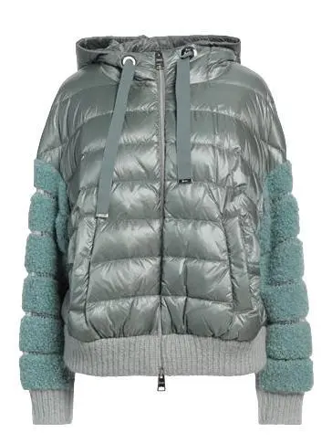 Herno Puffer Jacket With Bouclé Detailing - Sage Green