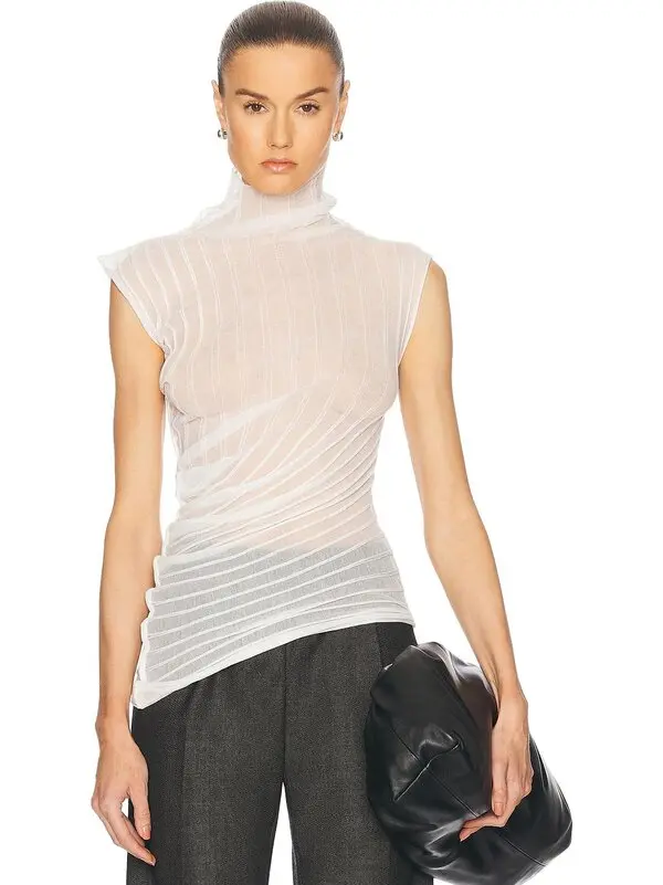 Victoria Beckham Sleeveless High Neck Top - White