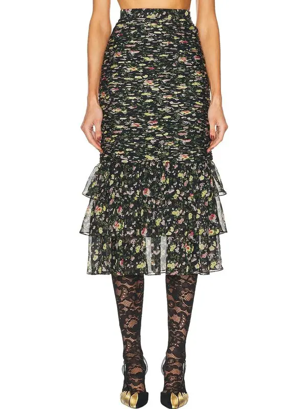 Valentino Garavani Rose Rampage Floral Skirt - Nero & Multicolor