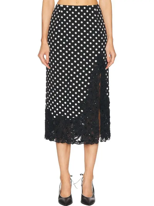 Carolina Herrera Embellished Midi Skirt - Black & Ivory