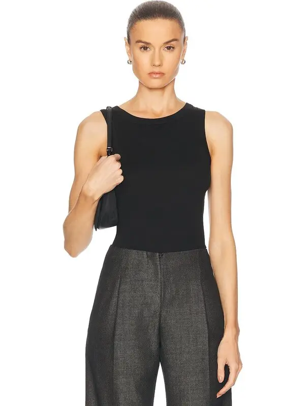 ST. AGNI Organic Cotton Bateau Tank - Jet Black