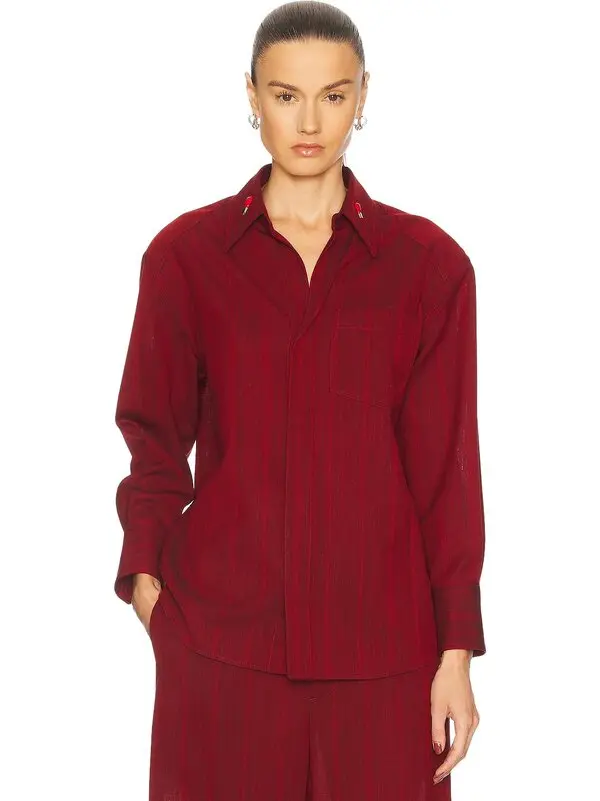 Bottega Veneta Button Up Top - Red & Grey Melange
