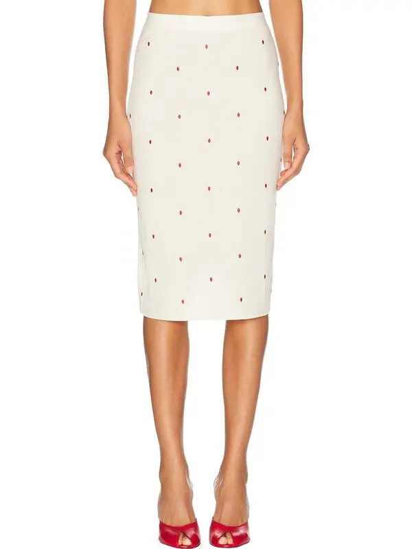 Bottega Veneta High Waisted Midi Skirt - Chalk & Vernis