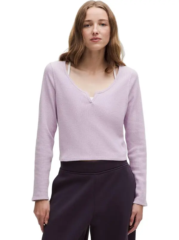 Lululemon Cotton-blend Henley Long-sleeve Shirt - Lilac Ether