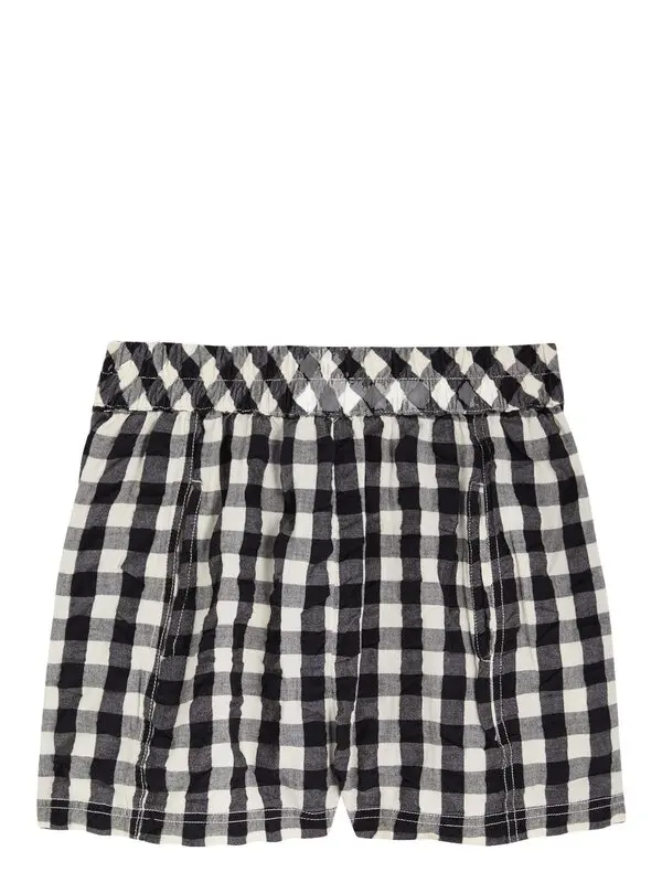 Free People Checked Seersucker Shorts - Black And White