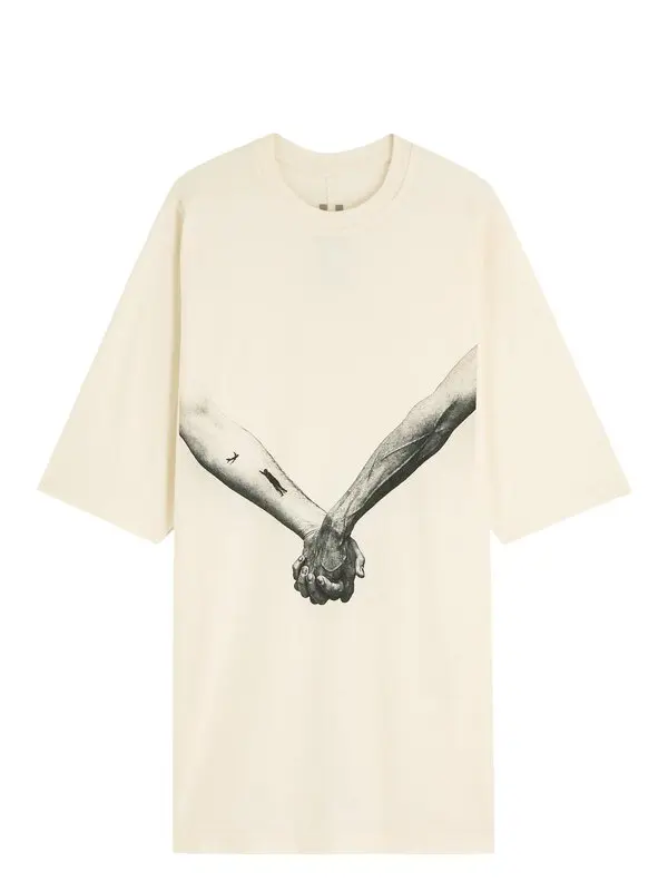 Rick Owens Jumbo Printed Cotton T-shirt - Cream
