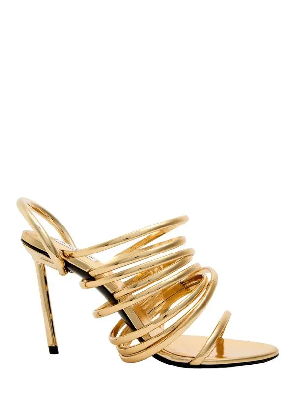Alaïa Strappy Heeled Leather Sandals - Gold