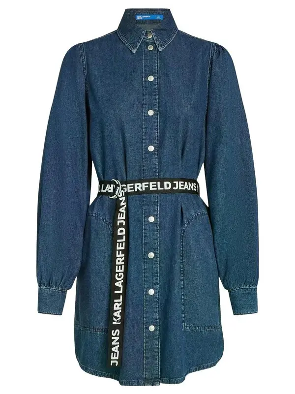 Karl Lagerfeld Puff-sleeve Denim Shirtdress - Blue