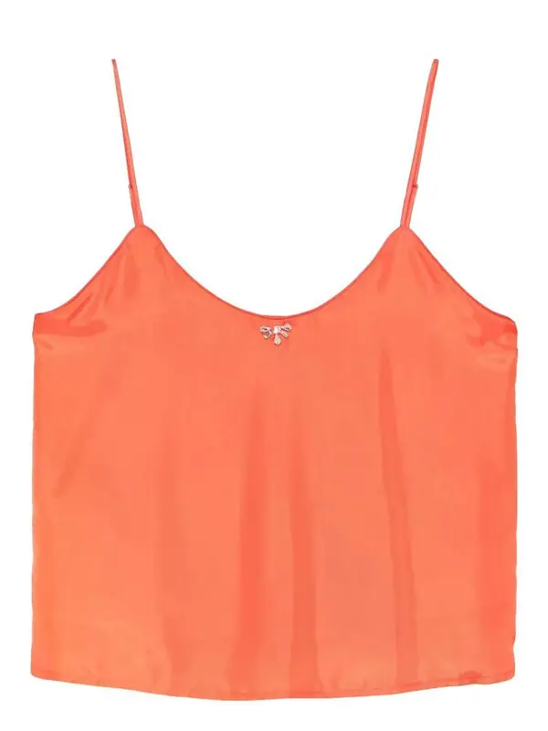 FORTE_FORTE Crystal-embellished Silk Top - Orange