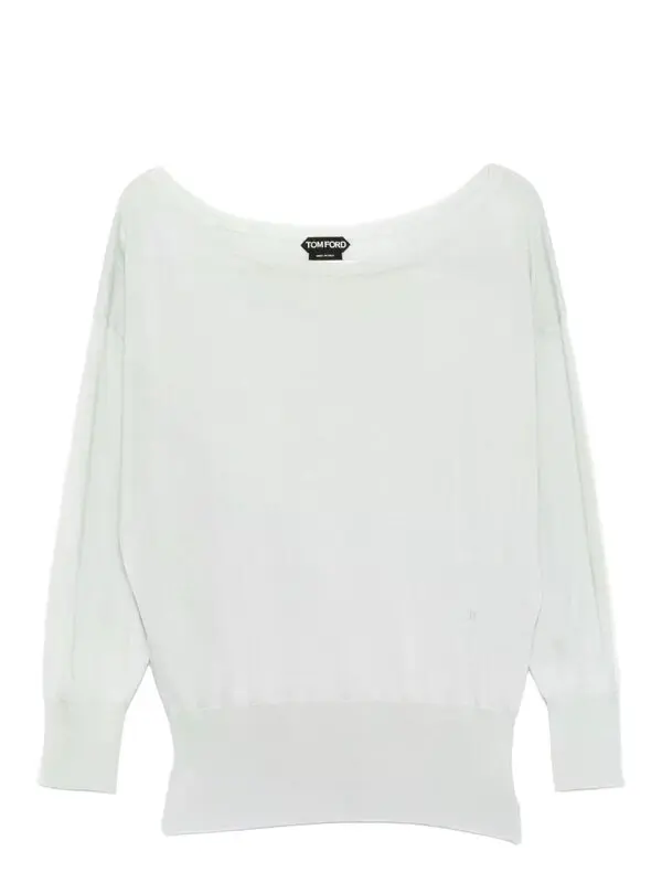 TOM FORD Embroidered-logo Boat-neck Top - Green