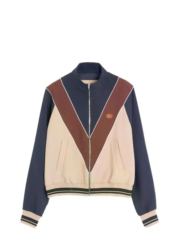Valentino Garavani Logo-patch Zip-up Sweatshirt - Neutrals