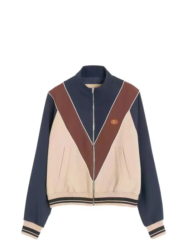 Valentino Garavani Logo-patch Zip-up Sweatshirt - Neutrals
