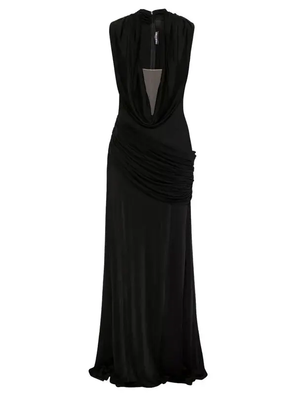 David Koma Plunge-neck Sleeveless Maxi Dress - Black