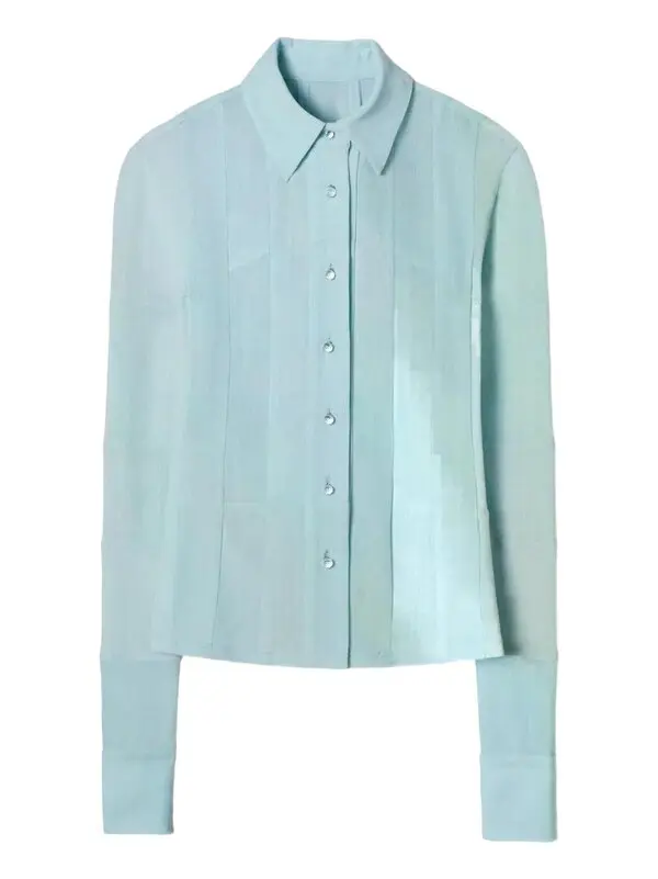 Tory Burch Sheer Long-sleeve Shirt - Blue