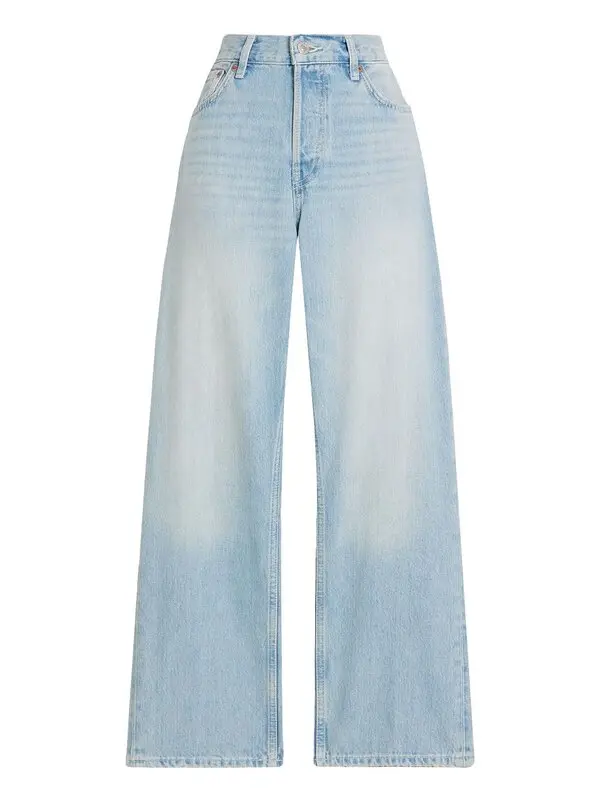 RE/DONE Easy High-rise Straight-leg Jeans - Light Denim