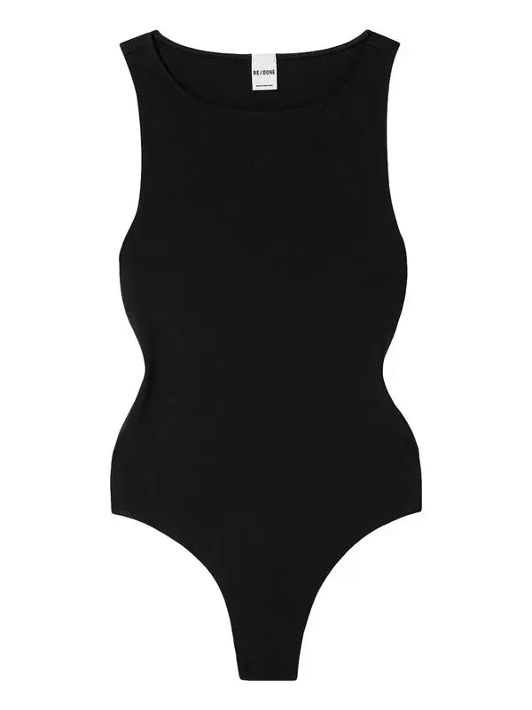 RE/DONE Cotton Blend Jersey Bodysuit - Black