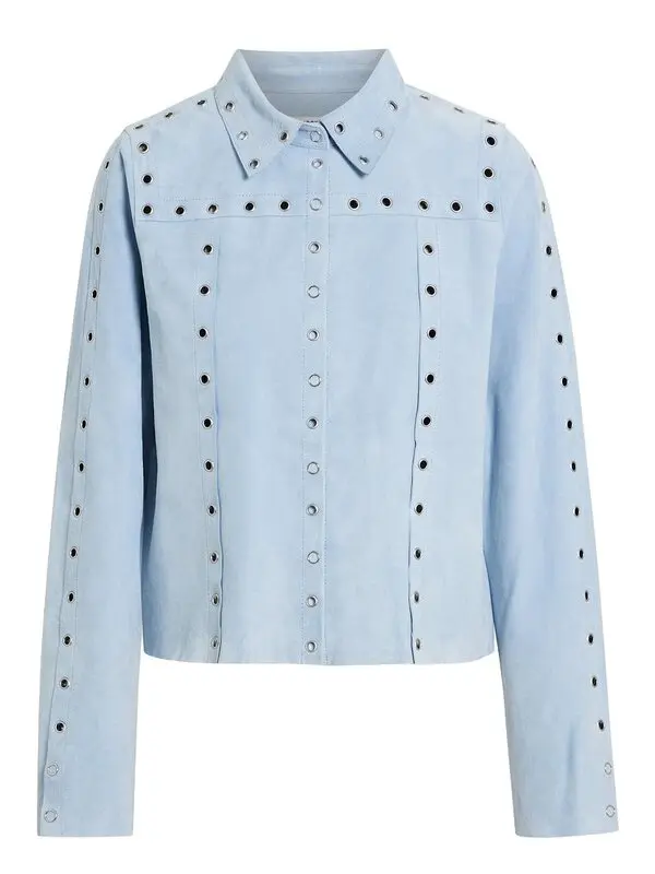 RE/DONE Eyelet-embellished Suede Shirt - Light Blue