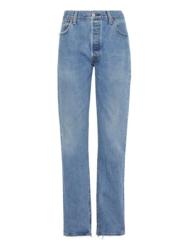 RE/DONE WITH LEVI'S Faded High-rise Straight-leg Jeans - Light Denim