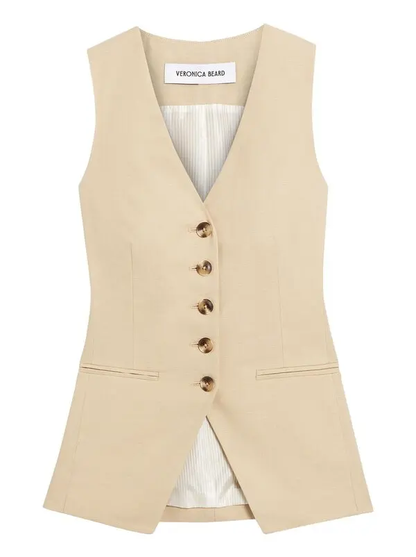 Veronica Beard Liff Linen-blend Vest - Beige