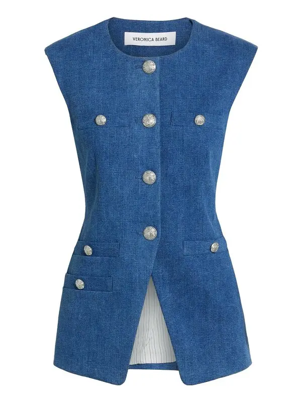 Veronica Beard Tamara Denim Vest - Mid Denim