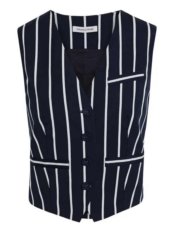 Veronica Beard Bennet Striped Vest - Navy
