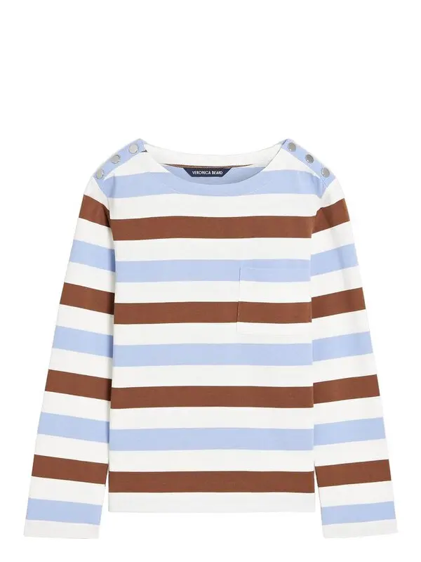 Veronica Beard Hovey Striped Top - Light Blue