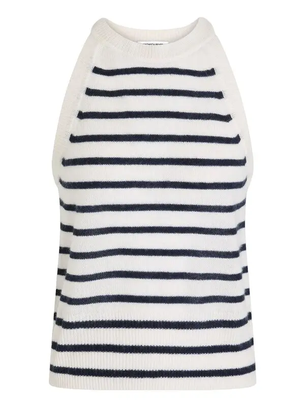 Veronica Beard Myrick Striped Cashmere Top - Ivory