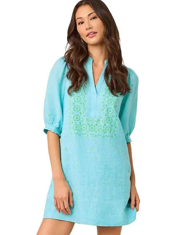 LILLY PULITZER Mialeigh Linen Dress - Capri Blue X Resort White