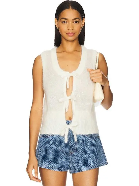 GANNI Mohair Tie String Vest - Egret