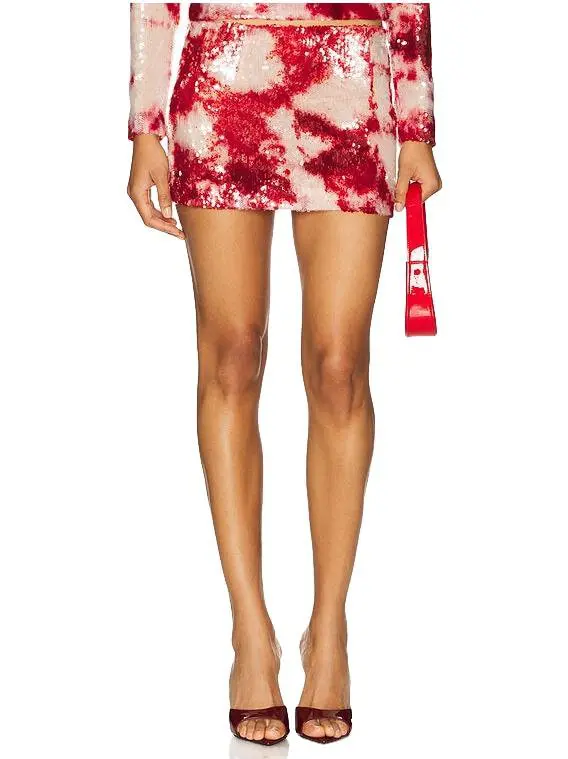 KIM SHUI Amadiah Sequin Mini Skirt - Red
