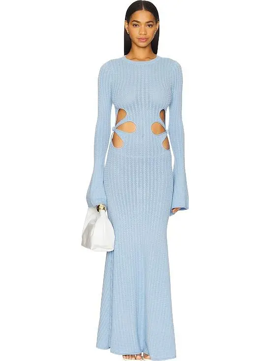 SAU LEE X Destiny Knit Dress - Baby Blue