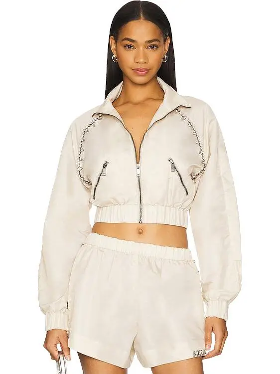 AREA Crystal Trim Track Jacket - Cream